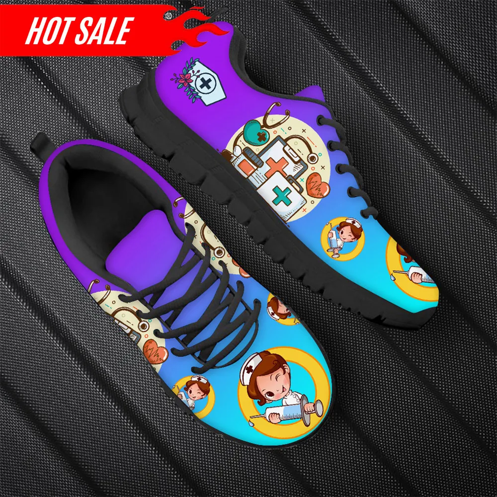 Gradient Cartoon Nursing Doctor Brand Design Flats Shoes Women Casual ...