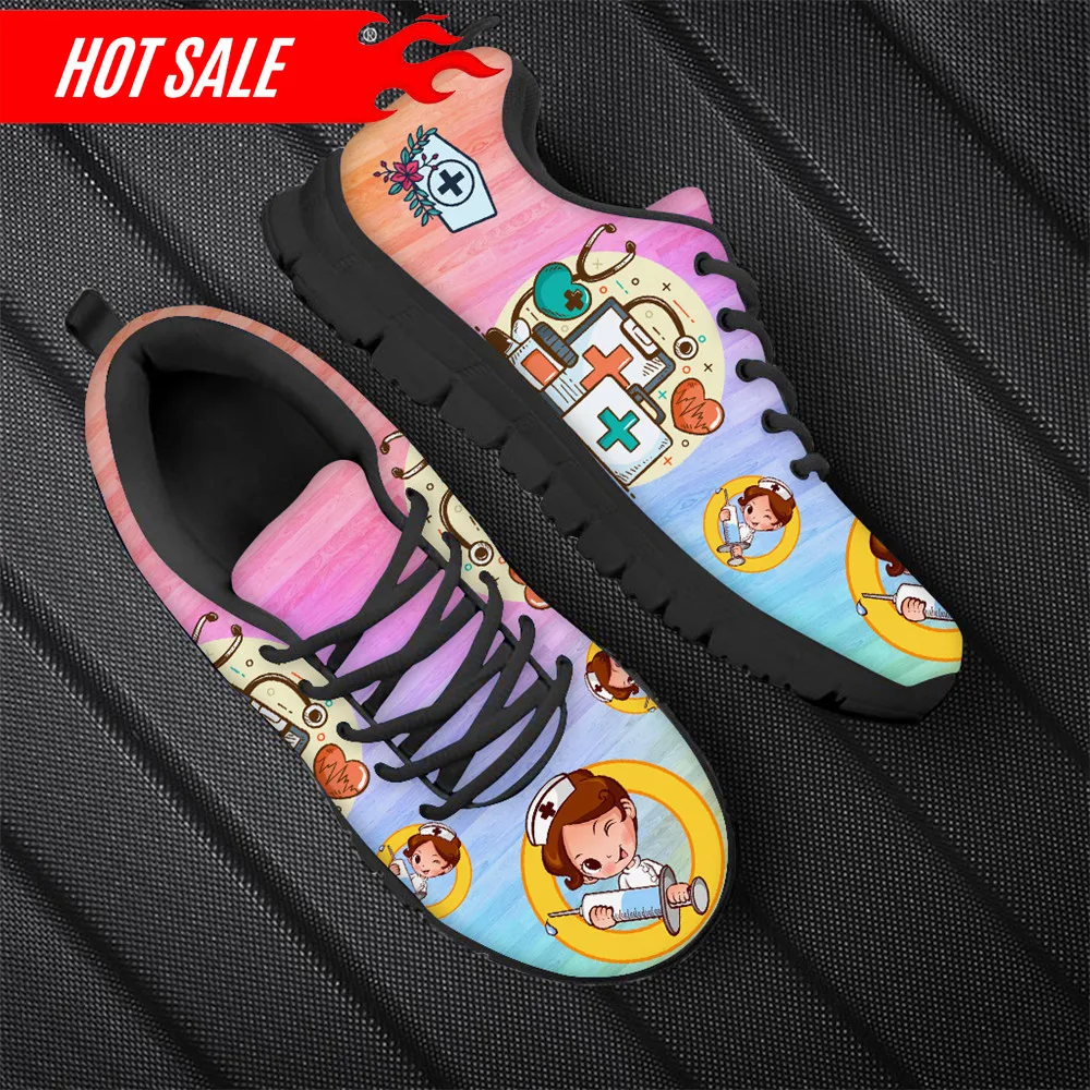 Gradient Cartoon Nursing Doctor Brand Design Flats Shoes Women Casual ...