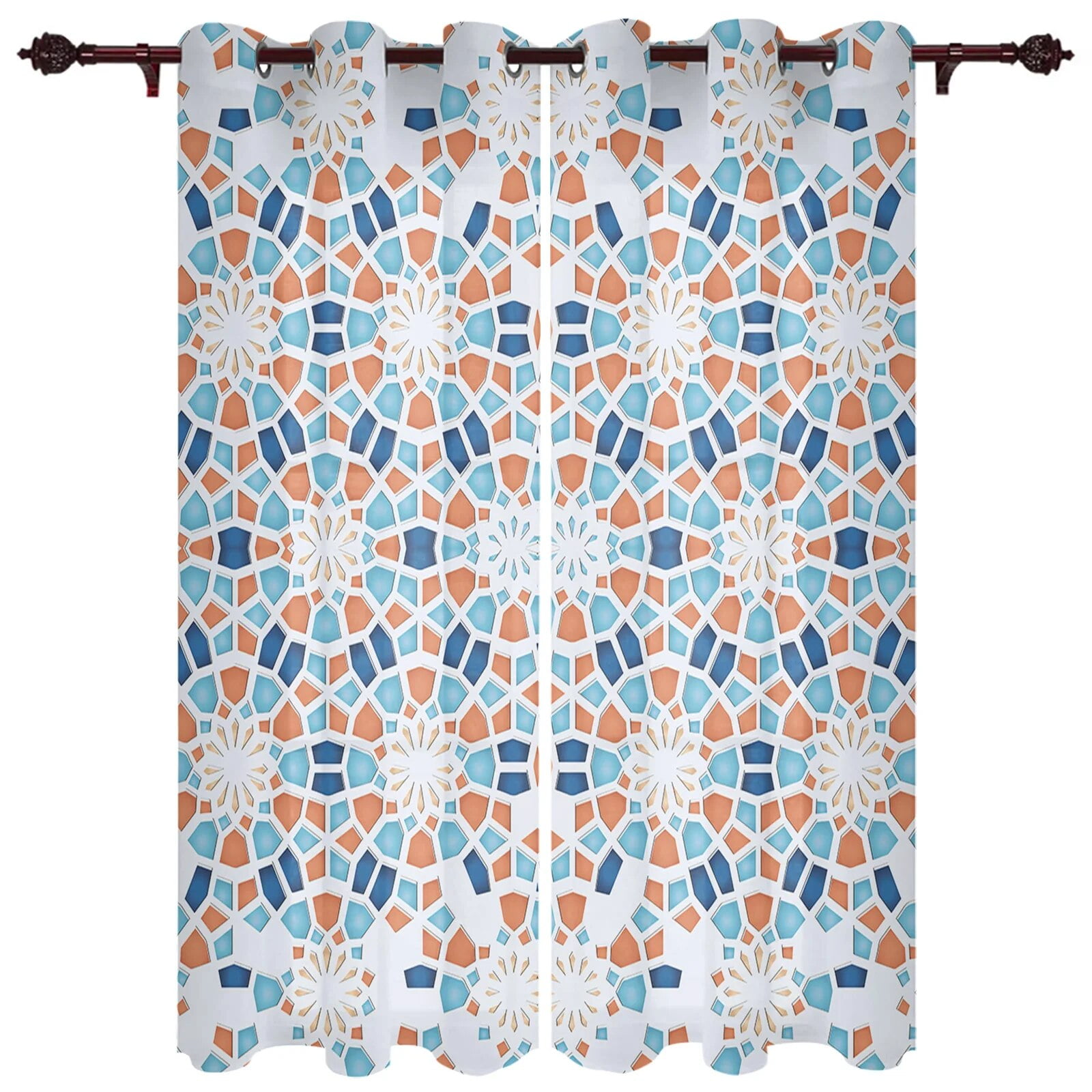 Gradient Color Block Celadon Texture Window Curtains for Living Room ...