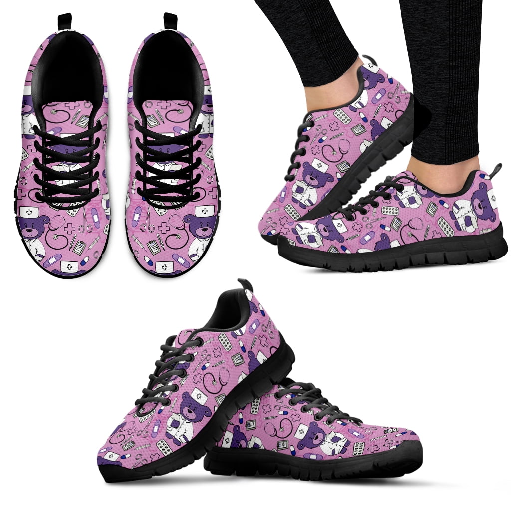 Gradient Color Cartoon Bear Lightweight Lace-up Fashion Sneakers Nurse ...