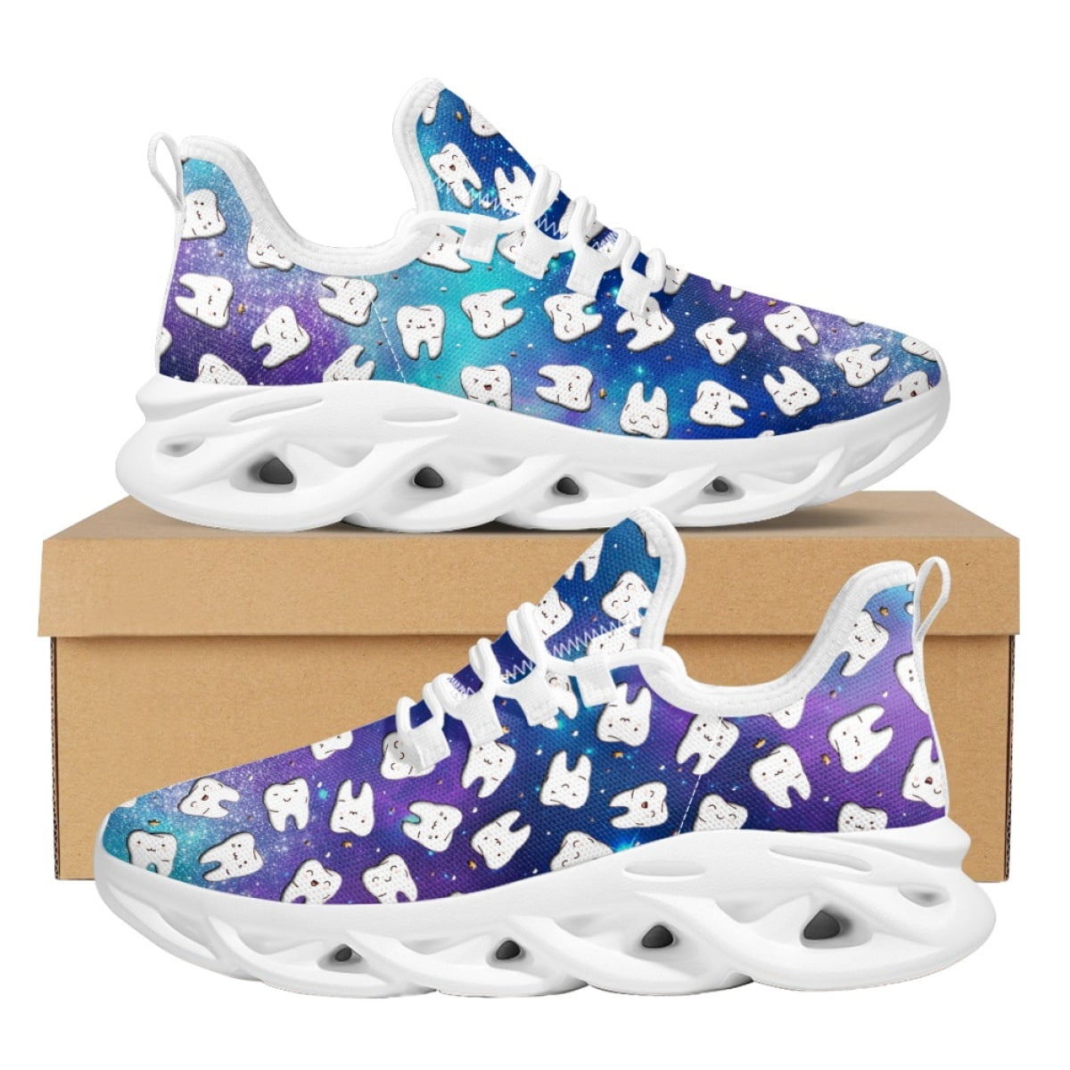 Gradient Color Cartoon Teeth Pattern Doctor Nurse Classic Running Shoes ...