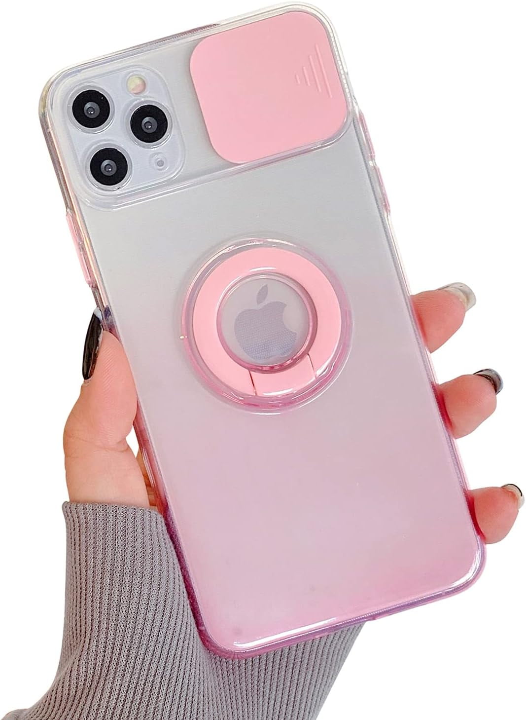 Gradient Color Crystal Case for iPhone 13 with Ring Holder Slide Camera ...