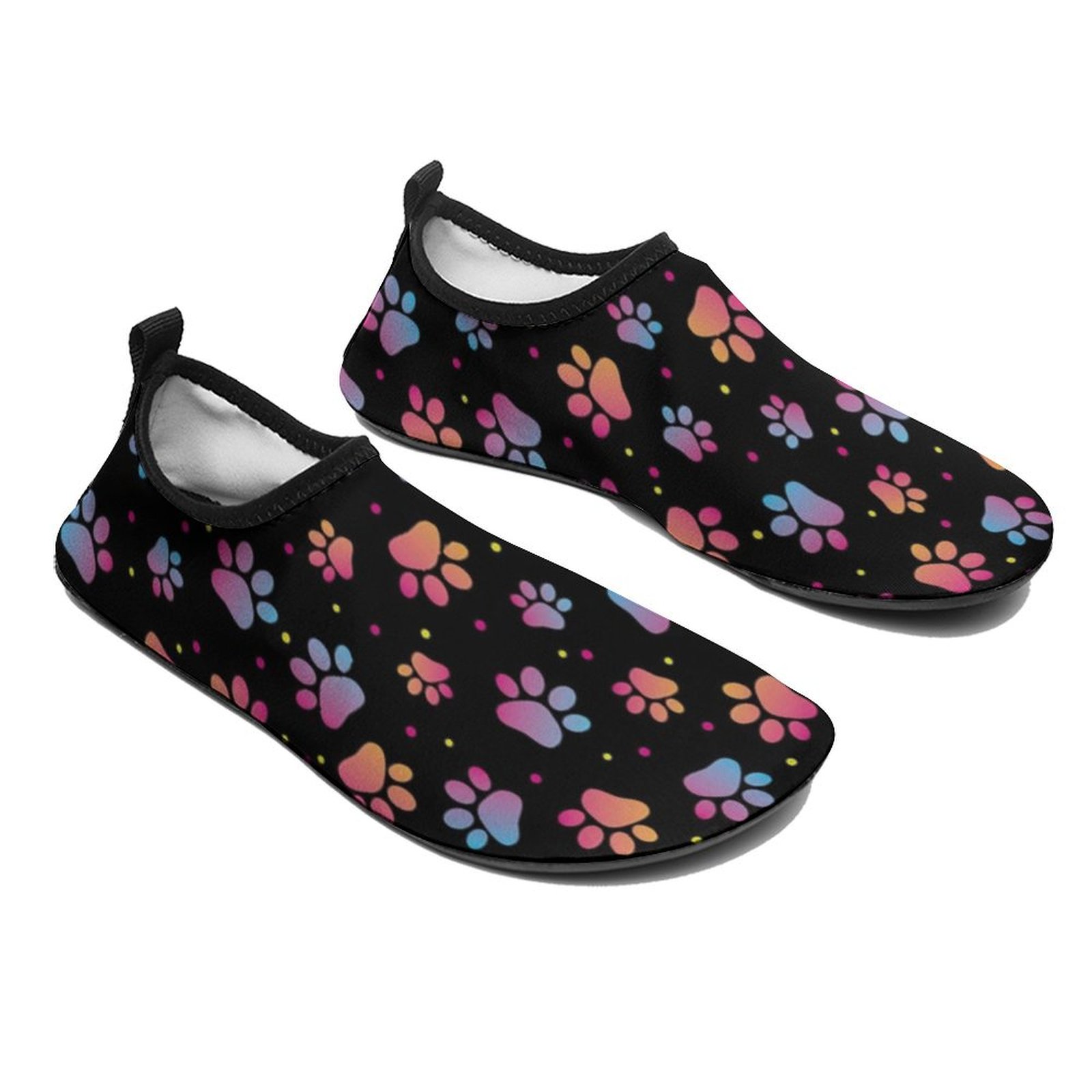 Gradient Color Dog Paws On Black Background Water Shoes Beach Slip-on ...