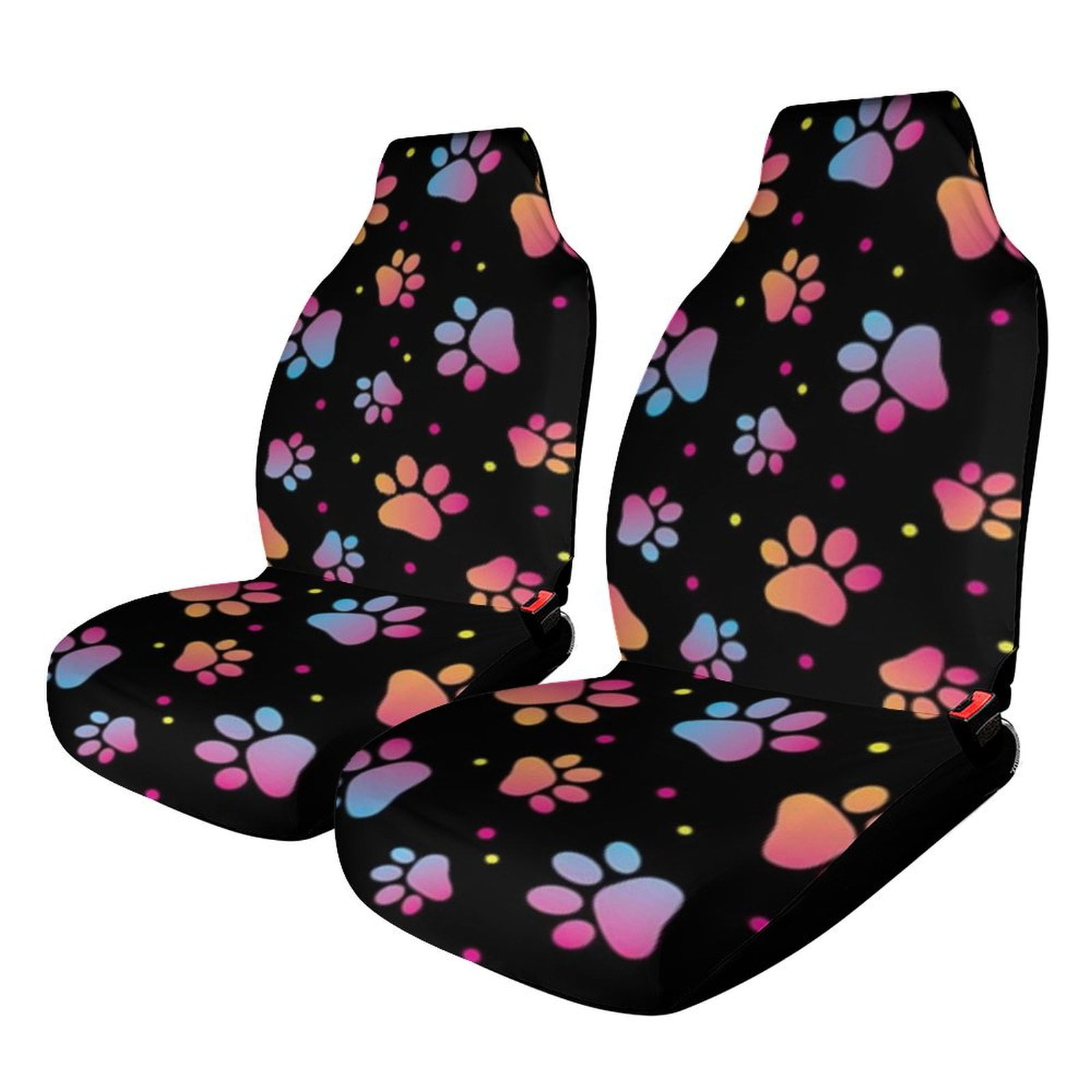 Gradient Color Dog Paws On Black Background Car Seat Covers Front Seats ...