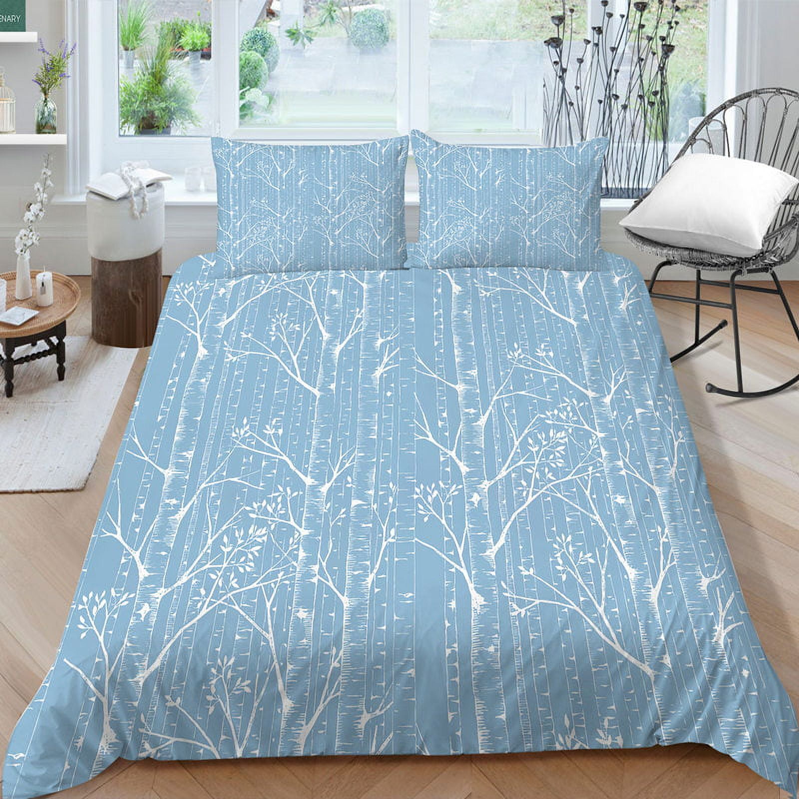 Gradient Color Duvet Cover Woodland Botanical Bedding Set Nature Rustic ...