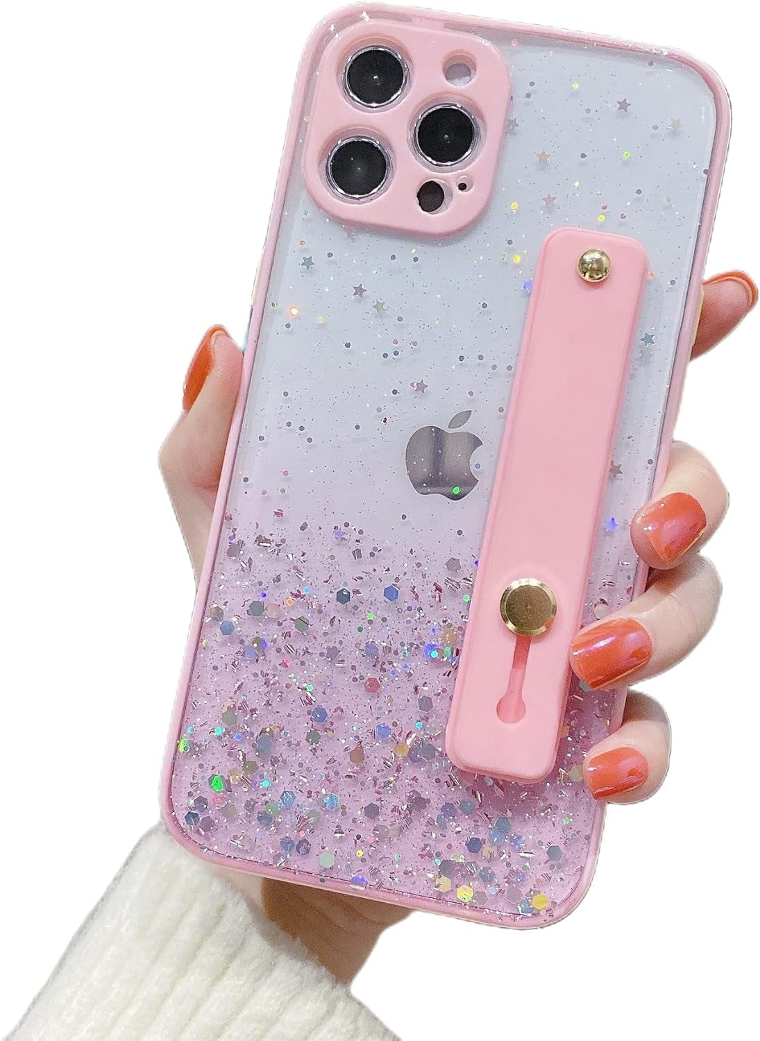 Gradient Color Glitter Wristband Stand Phone Case TPU Girls Fashion ...