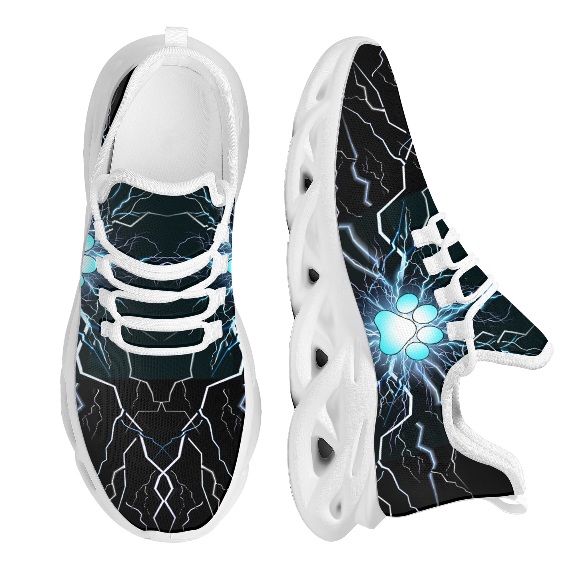 Gradient Color Mesh Swing Sneakers for Women Cute Dog Footprint Pattern ...