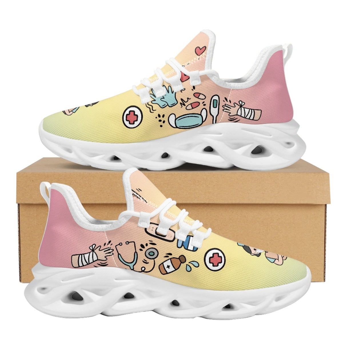 Gradient Color Nurse Cartoon Medical Mesh Sneakers for Boys Summer ...
