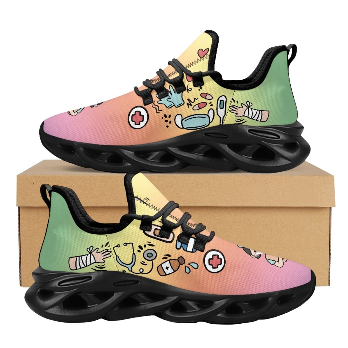 Gradient Color Nurse Cartoon Medical Mesh Sneakers for Boys Summer ...