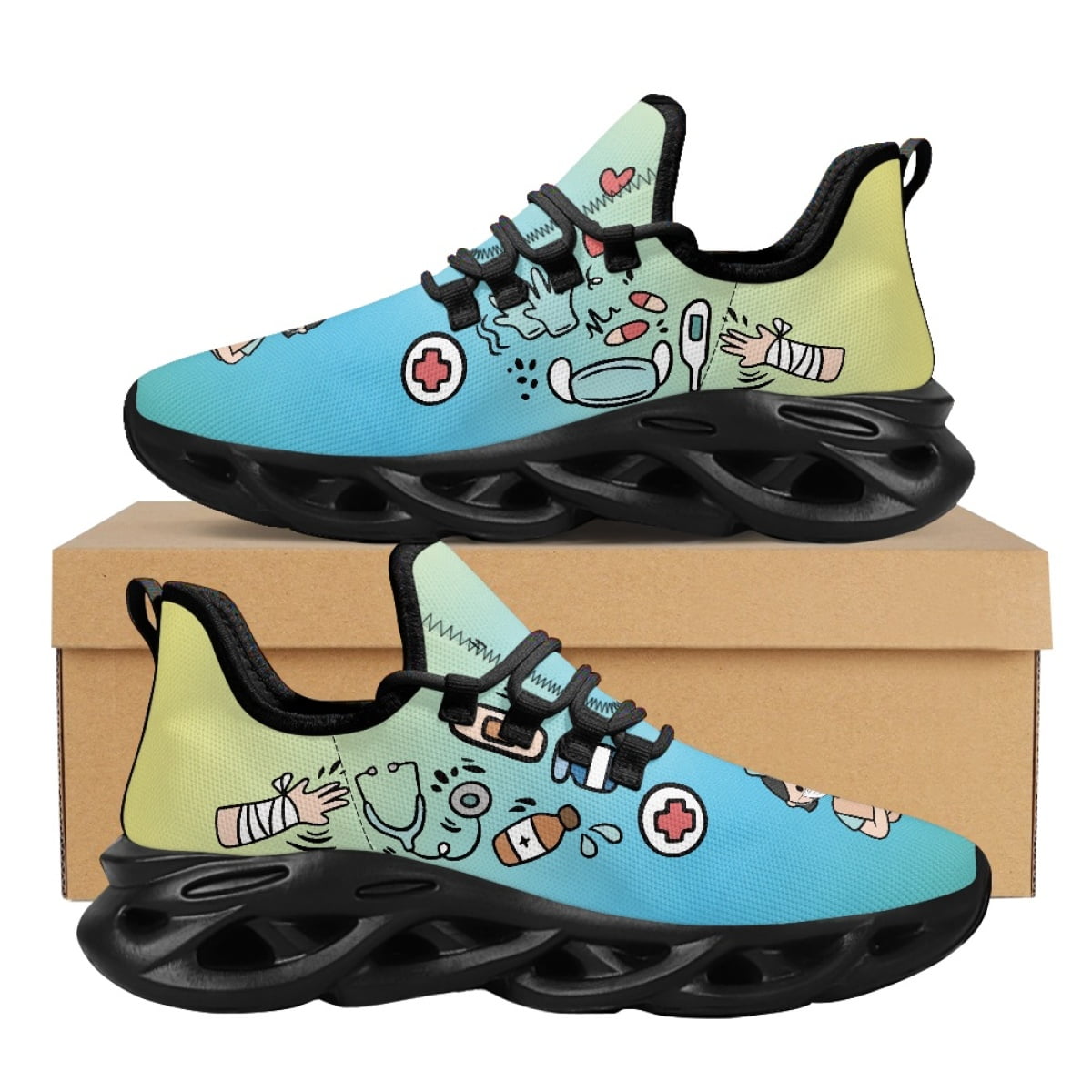 Gradient Color Nurse Cartoon Medical Mesh Sneakers for Girls Boys ...