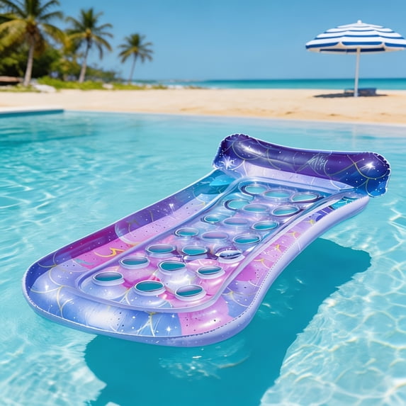 Gradient Color PVC Rectangular Inflatable Water Float Bed with Air ...
