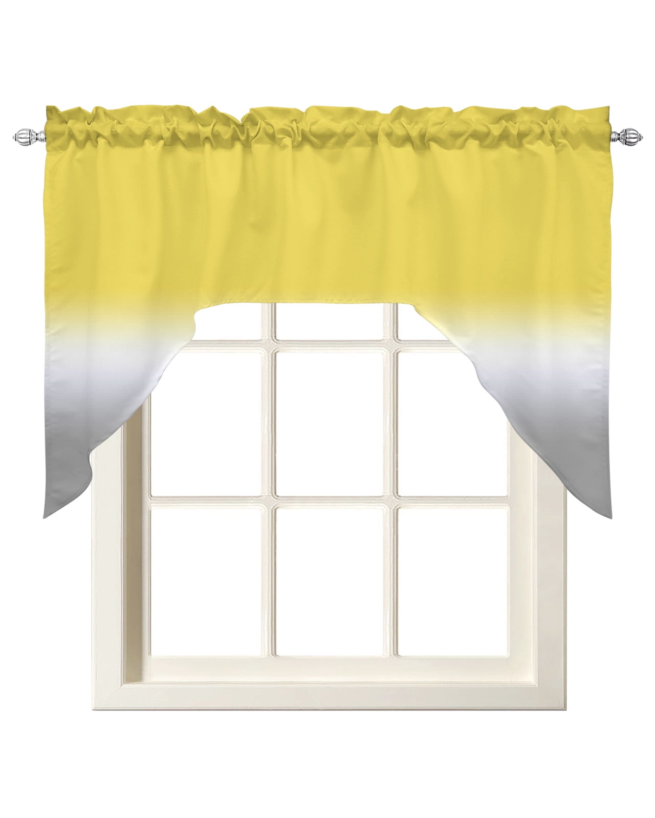 Gradient Color Swag Valance and Tier Curtains Set Yellow to White ...