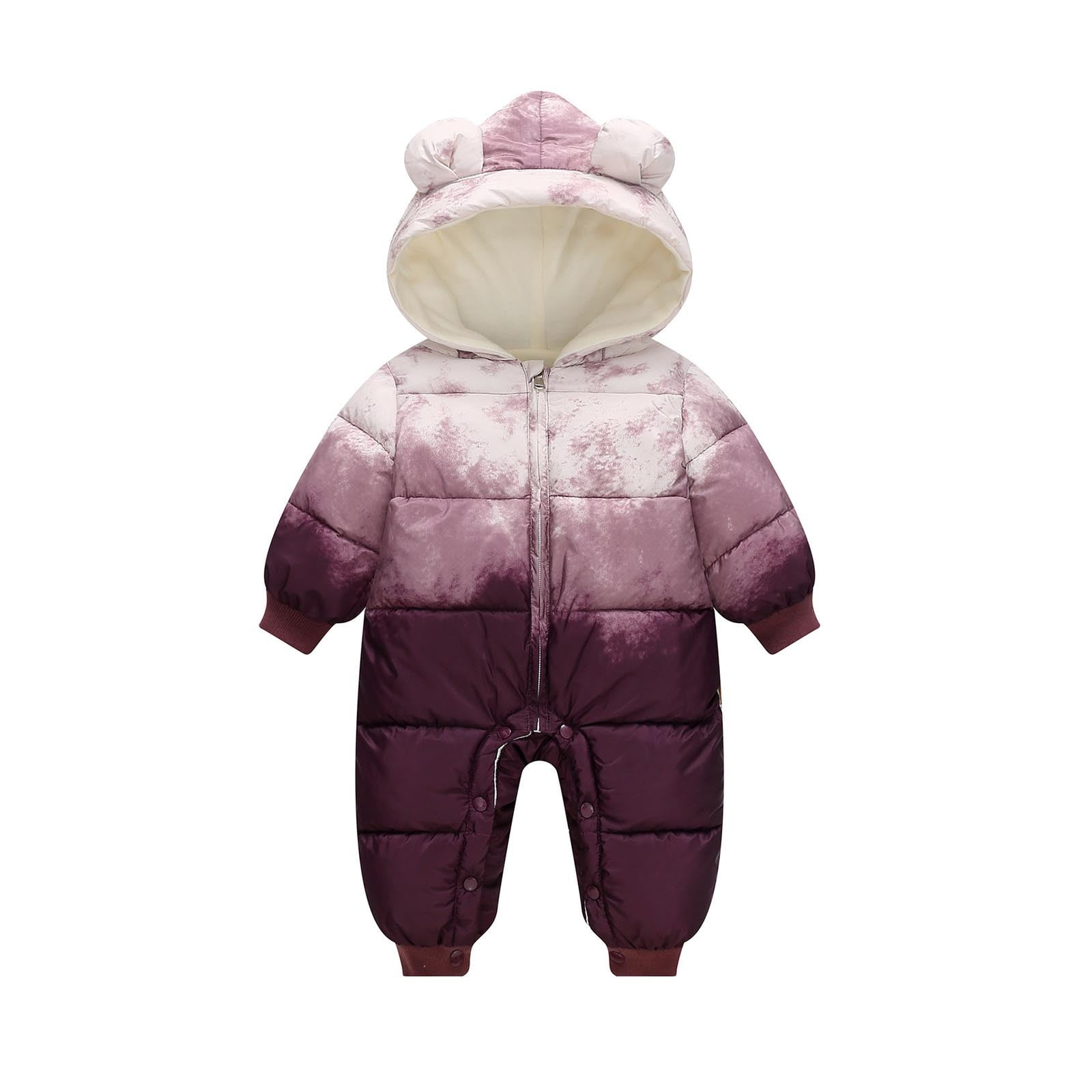Gradient Color Warm Down Onesie for Newborn Boys Girls Comfy Fleece Winter Snowsuit Crawling ...