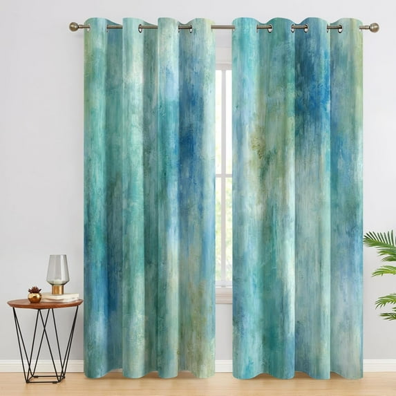 Gradient Curtains For Living Room , Blue And Green Abstract Pattern ...