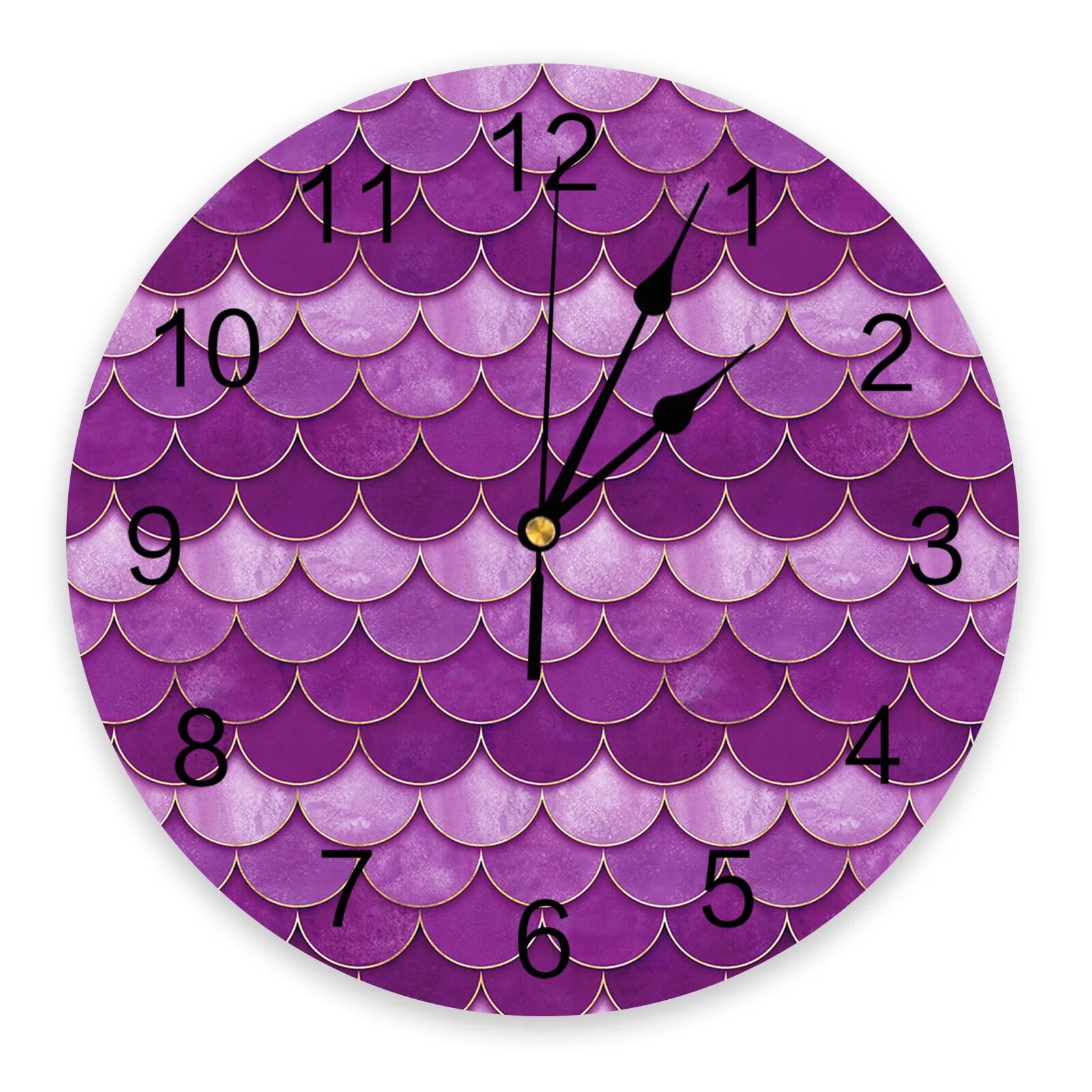 Gradient Fish Scale Texture Purple Clocks Wall Home Decor Modern ...