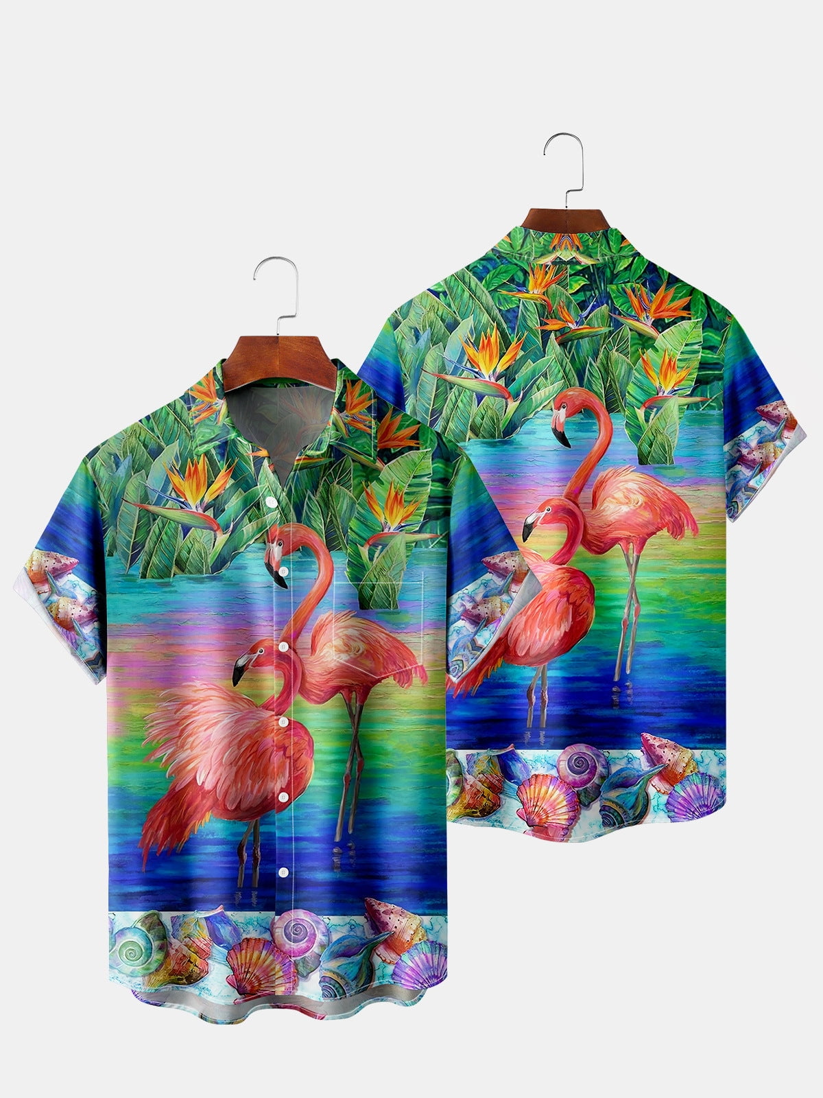 Gradient Flamingo Hawaiian Shirt, Flamingo Lover Hawaii Shirt, Full ...