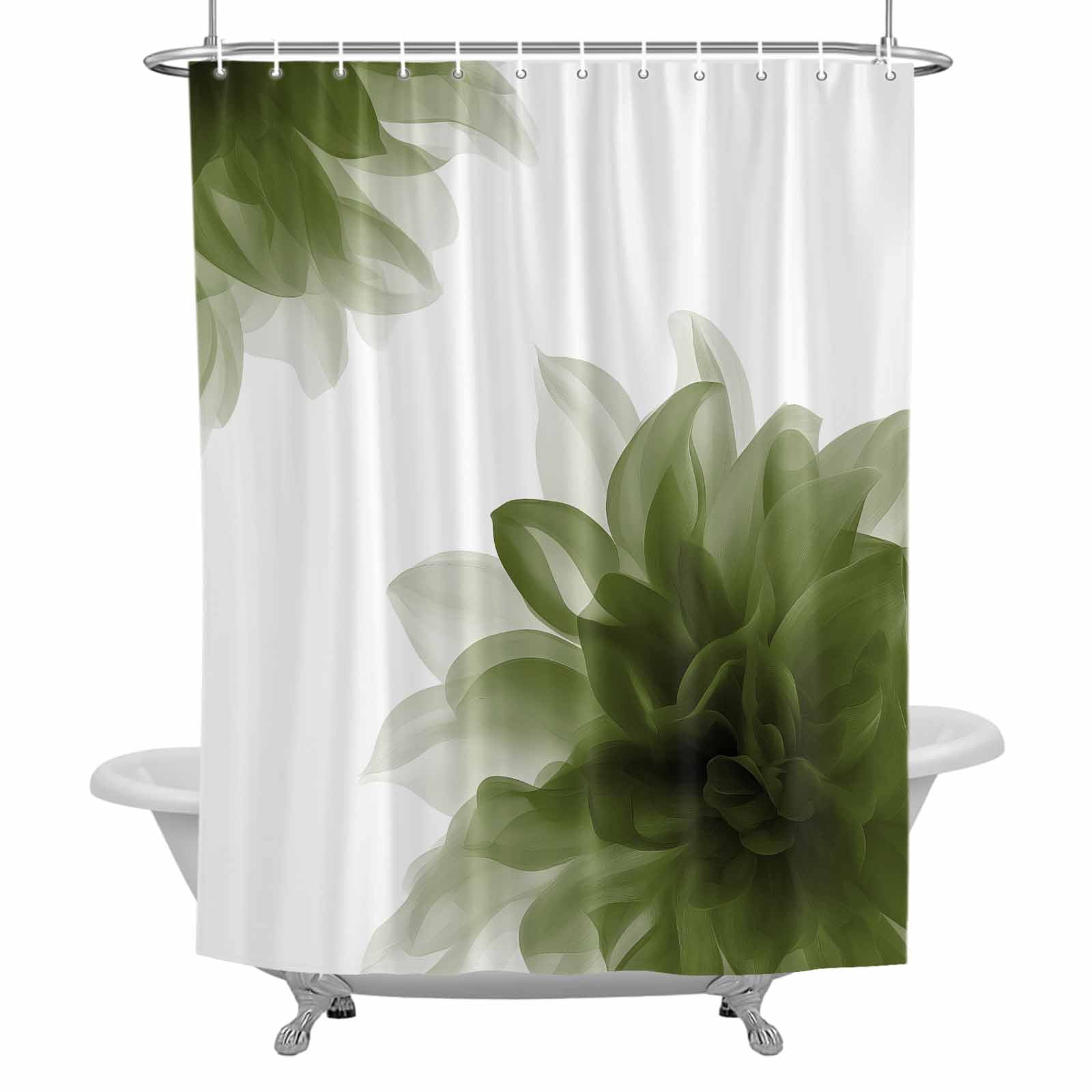 Gradient Floral Shower Curtain for Bathroom, Sage Green Flower ...