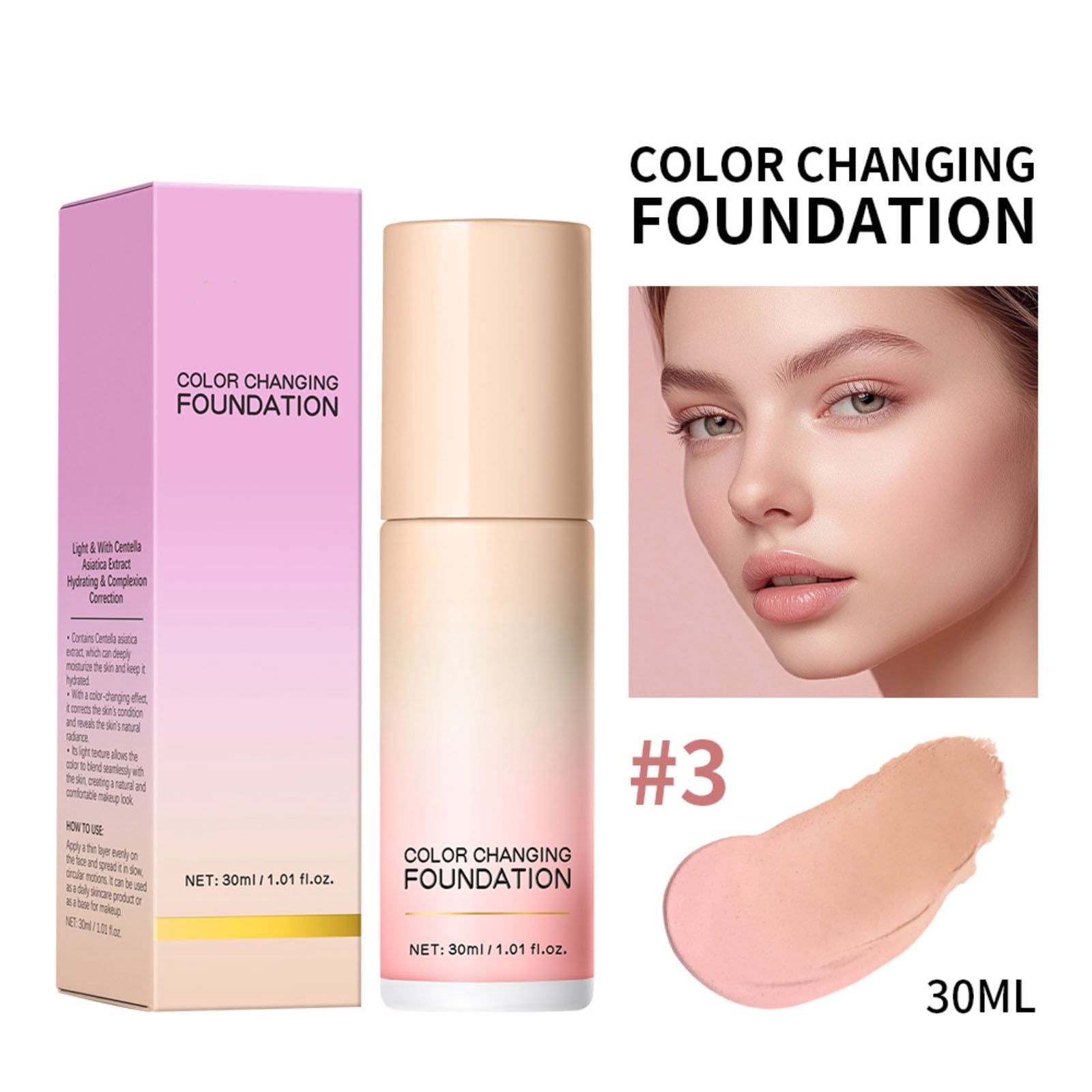 Gradient Foundation Liquid Natural Nude Makeup Evenly Brightens Skin ...