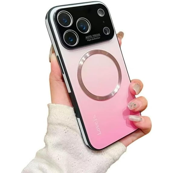 Gradient Glass Gloss Magnetic Phone Case for iPhone 17 16 15 14 13 12 ...