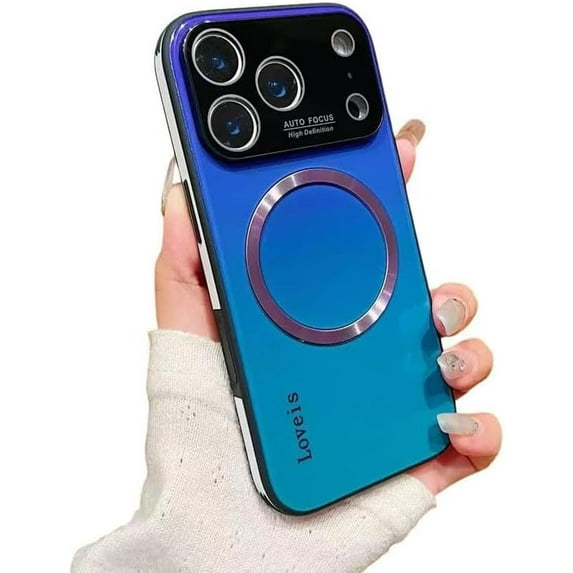 Gradient Glass Gloss Magnetic Phone Case for iPhone 17 16 15 14 13 12 ...