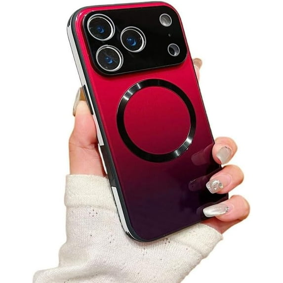 Gradient Glass Gloss Magnetic Phone Case for iPhone 17 16 15 14 13 12 ...