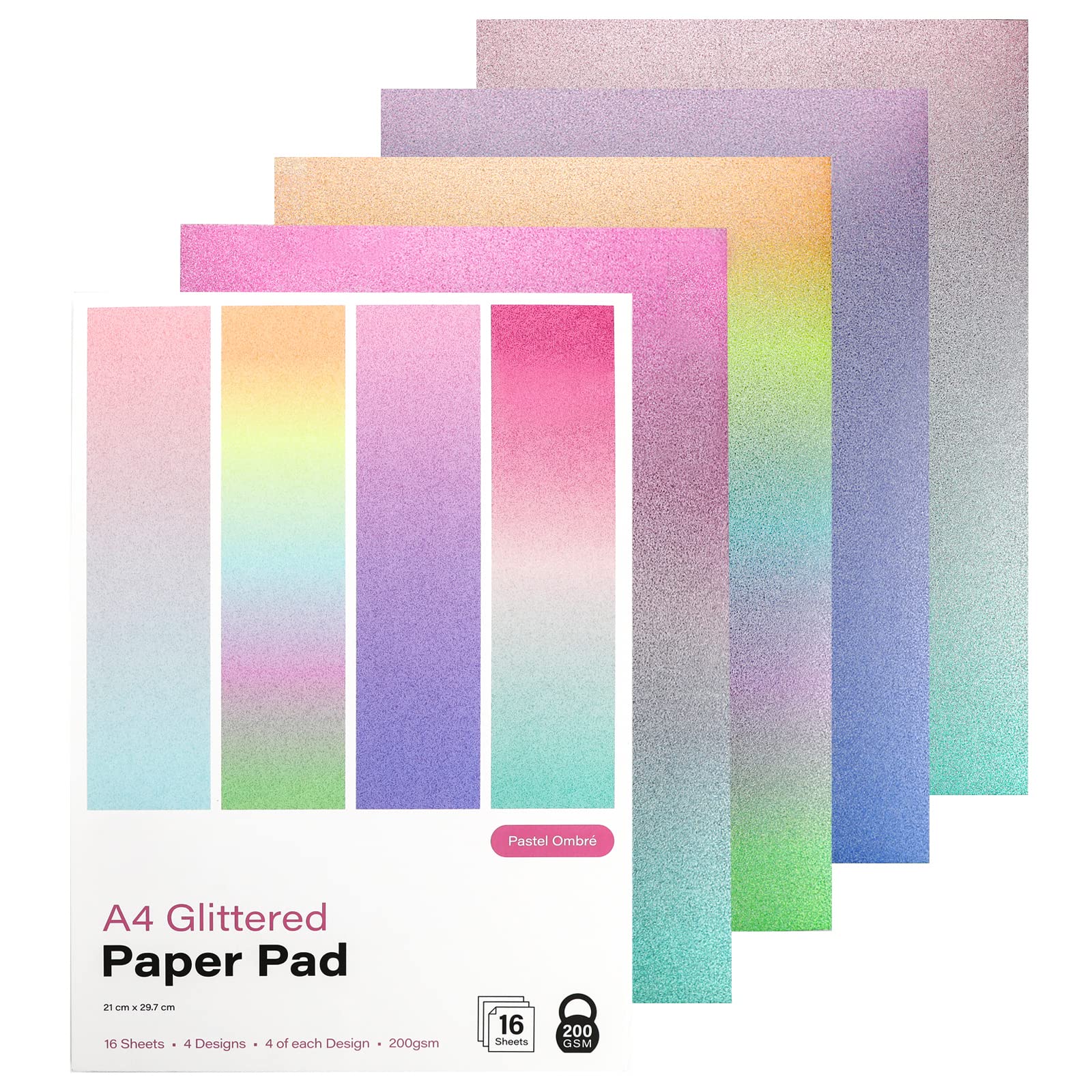 Gradient Glitter Cardstock Paper, MMF7 16 Sheets 4 Gradient Colors ...