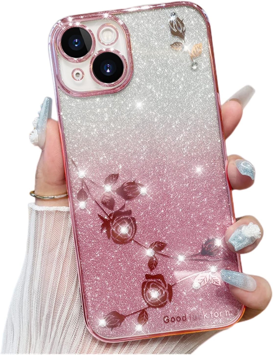 Gradient Glitter Rose Flower Phone Case for Samsung Galaxy S23 S22 S21 ...