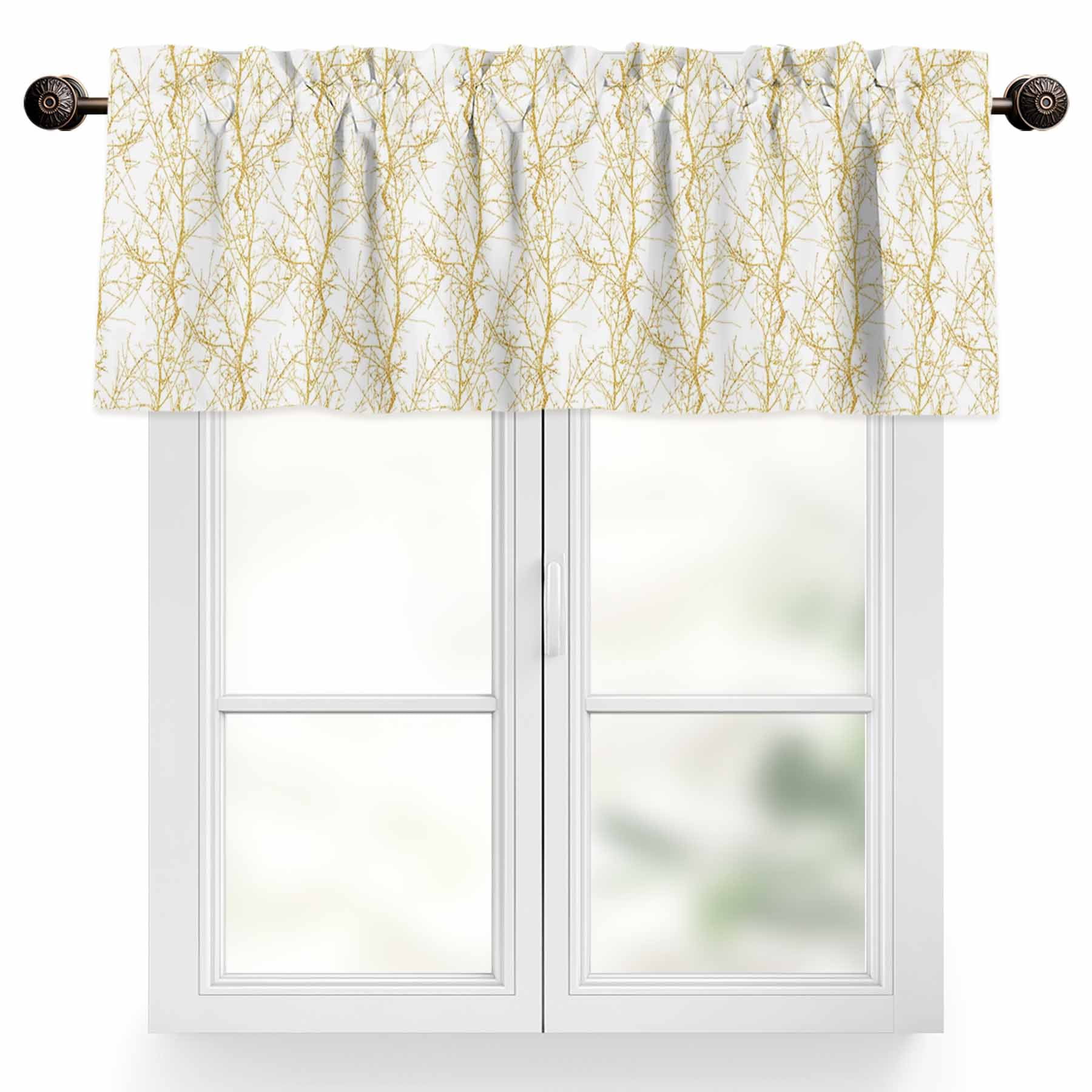 Gradient Gold Valances for Windows, 60 x 18in, Tree Branch Rod Pocket ...