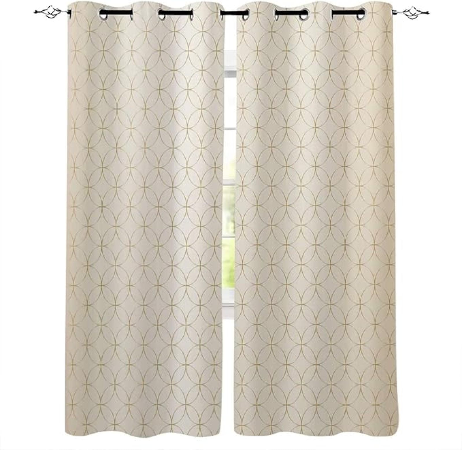 Gradient Golden Circle Blackout Curtains, 3D Geometric Print Window ...