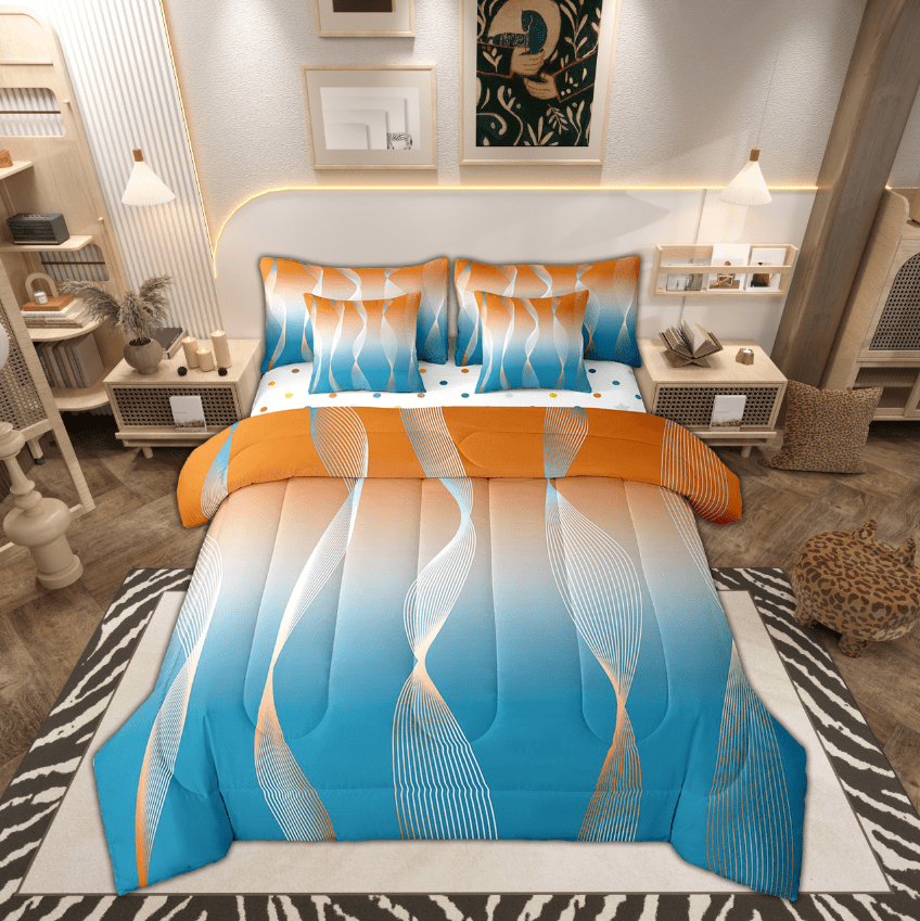 Gradient Gradient Orange To Blue Comforter Set 7 Piece Bed in a Bag ...