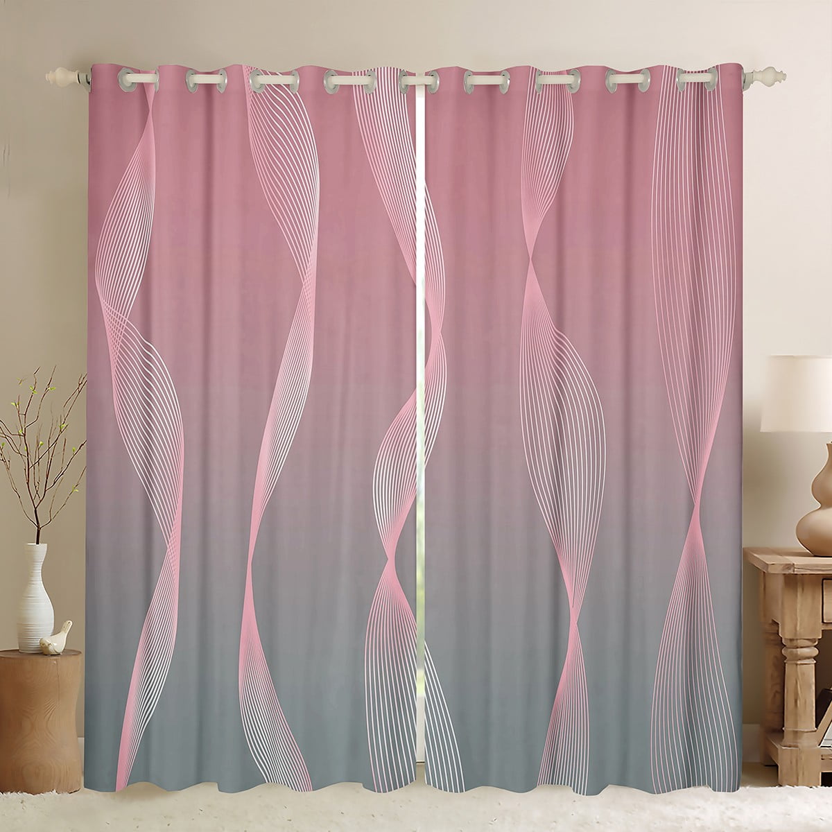 Gradient Gradient Pink to Grey Curtains & Drapes,Irregular Silver ...