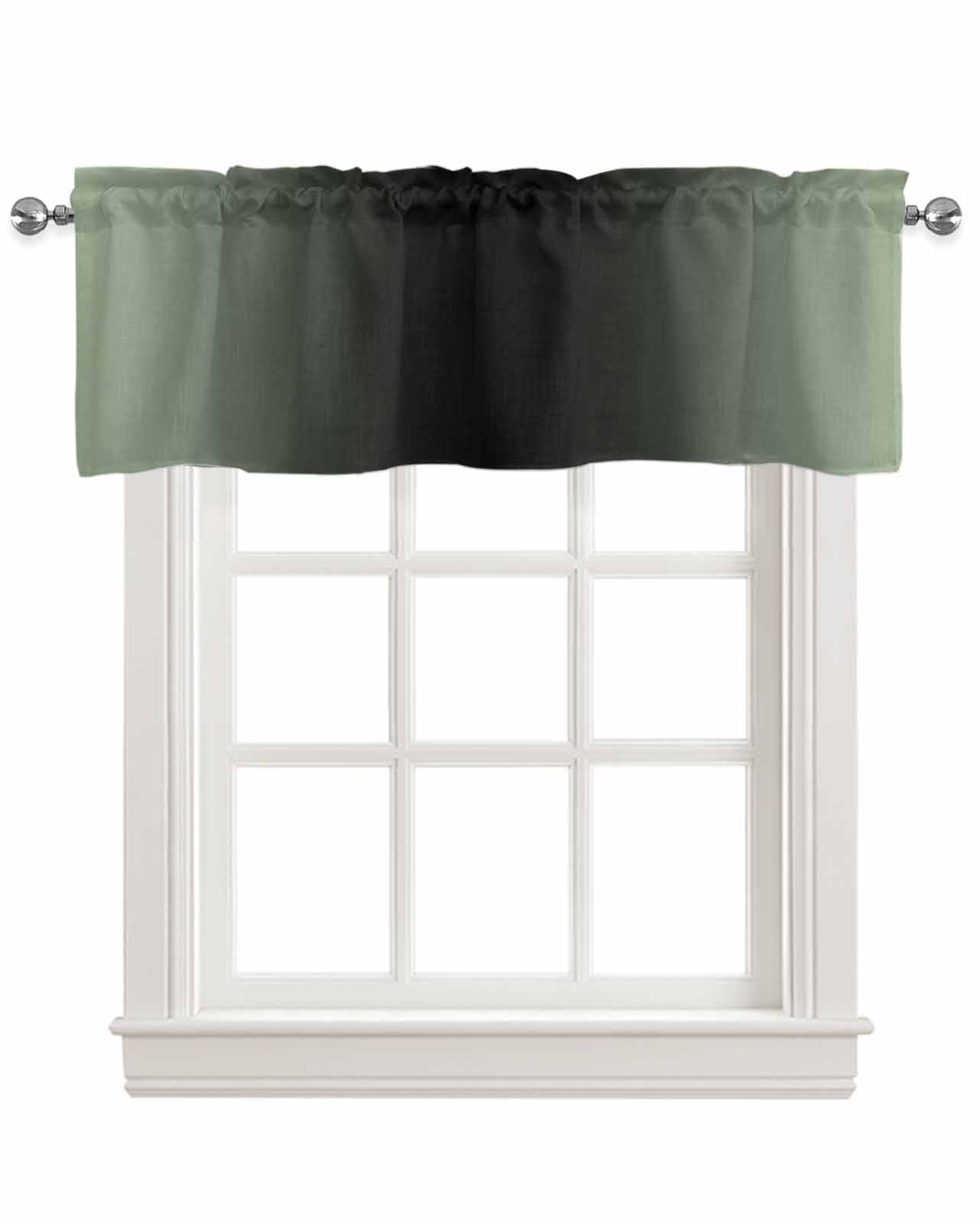 Gradient Green Linen Curtain Valance for Bedroom/Bathroom/Kitchen ...
