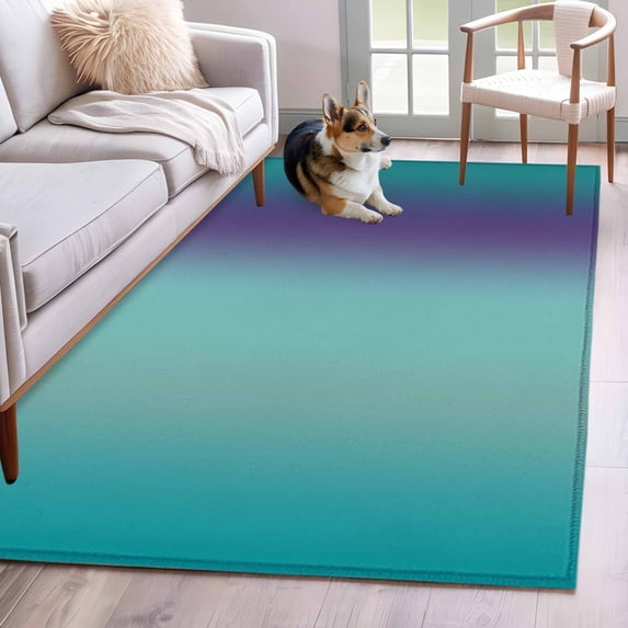 Gradient Green Purple Washable Area Rug 4x6 Modern Abstract Minimalist ...
