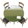 Gradient Green Round Fitted Tablecloth with Elastic Edge Abstract Grass ...