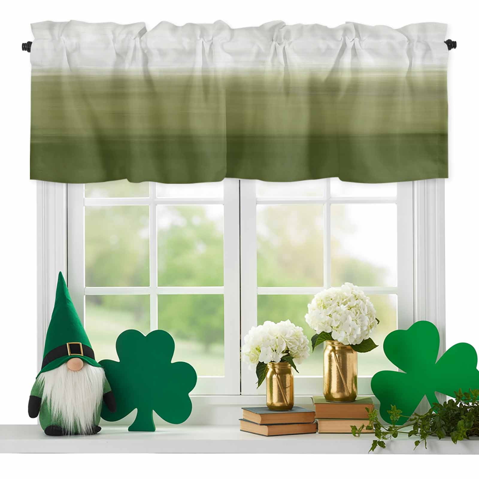 Gradient Green Valances for Windows, Abstract Grass Green White ...