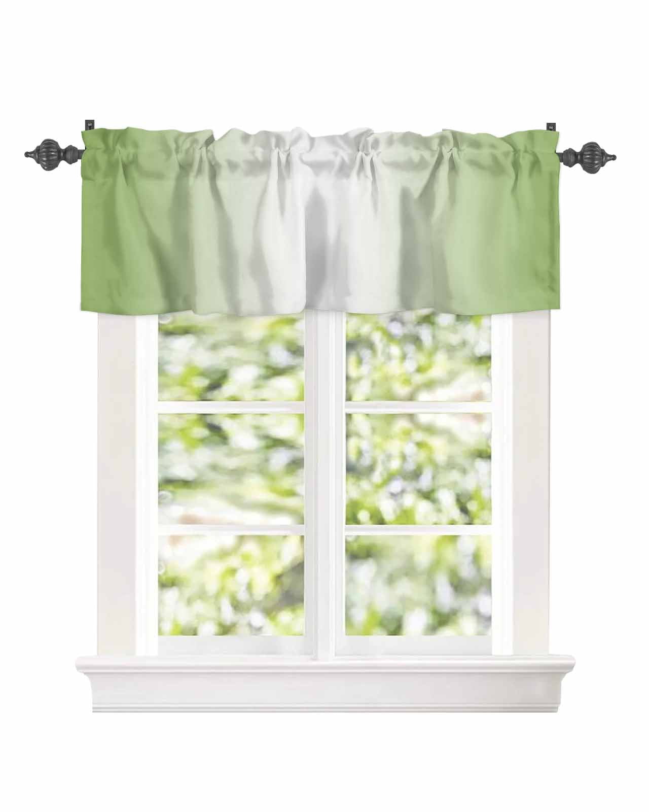 Gradient Green and White Art Window Valances for Kitchen,Rod Pocket ...
