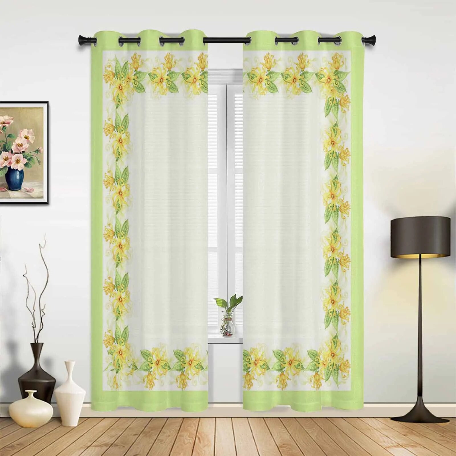 Gradient Green Ylang Ylang Wrap Window Curtains for Bedroom Living Room ...