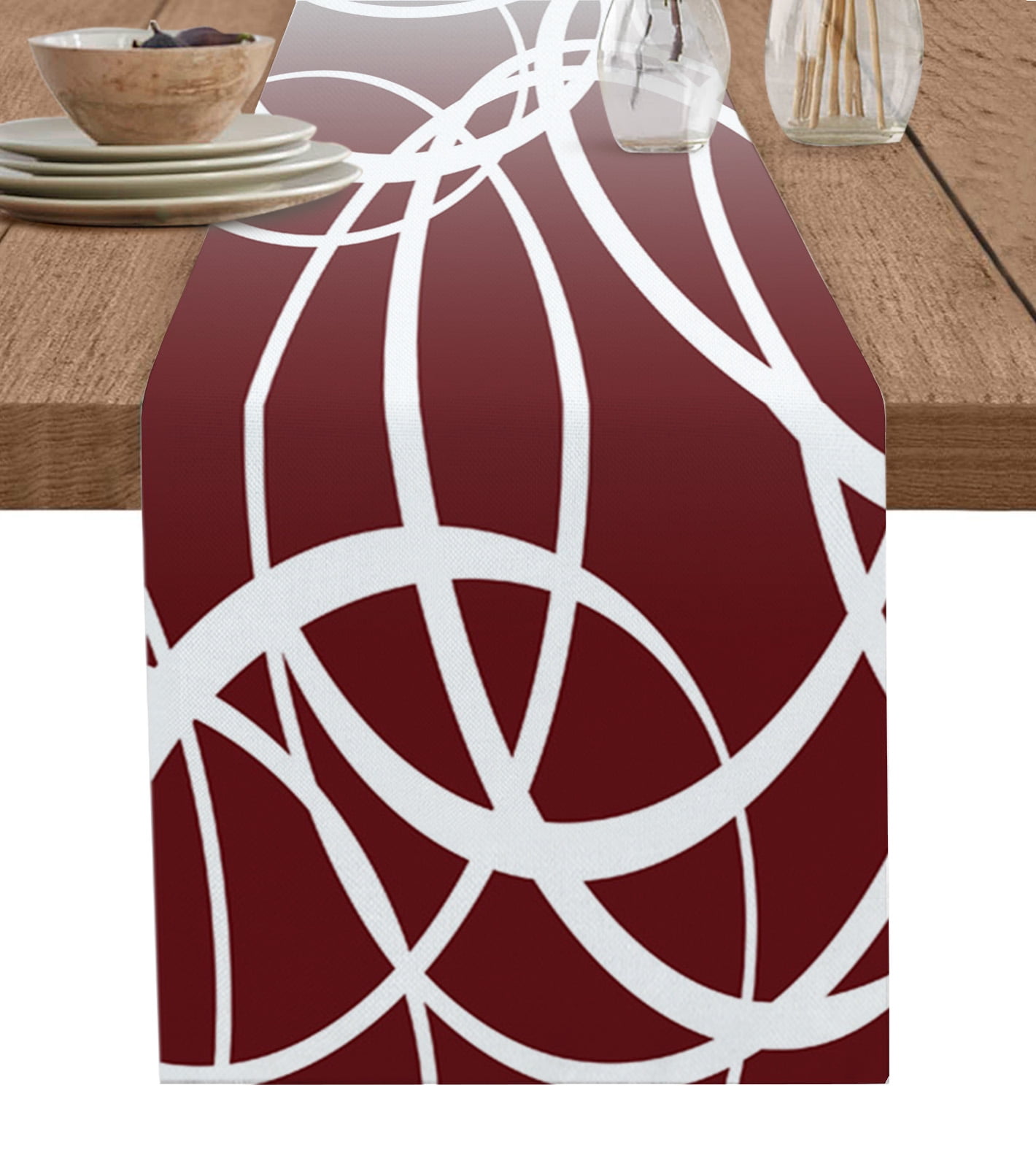 Gradient Grey Circle Line Modern Geometric Art Table Runner ration Home r Dinner Table ration ...