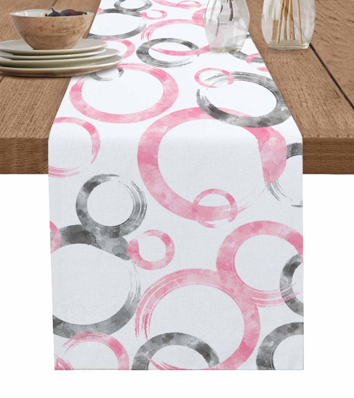 Gradient Grey Circle Line Modern Geometric Art Table Runner ration Home ...