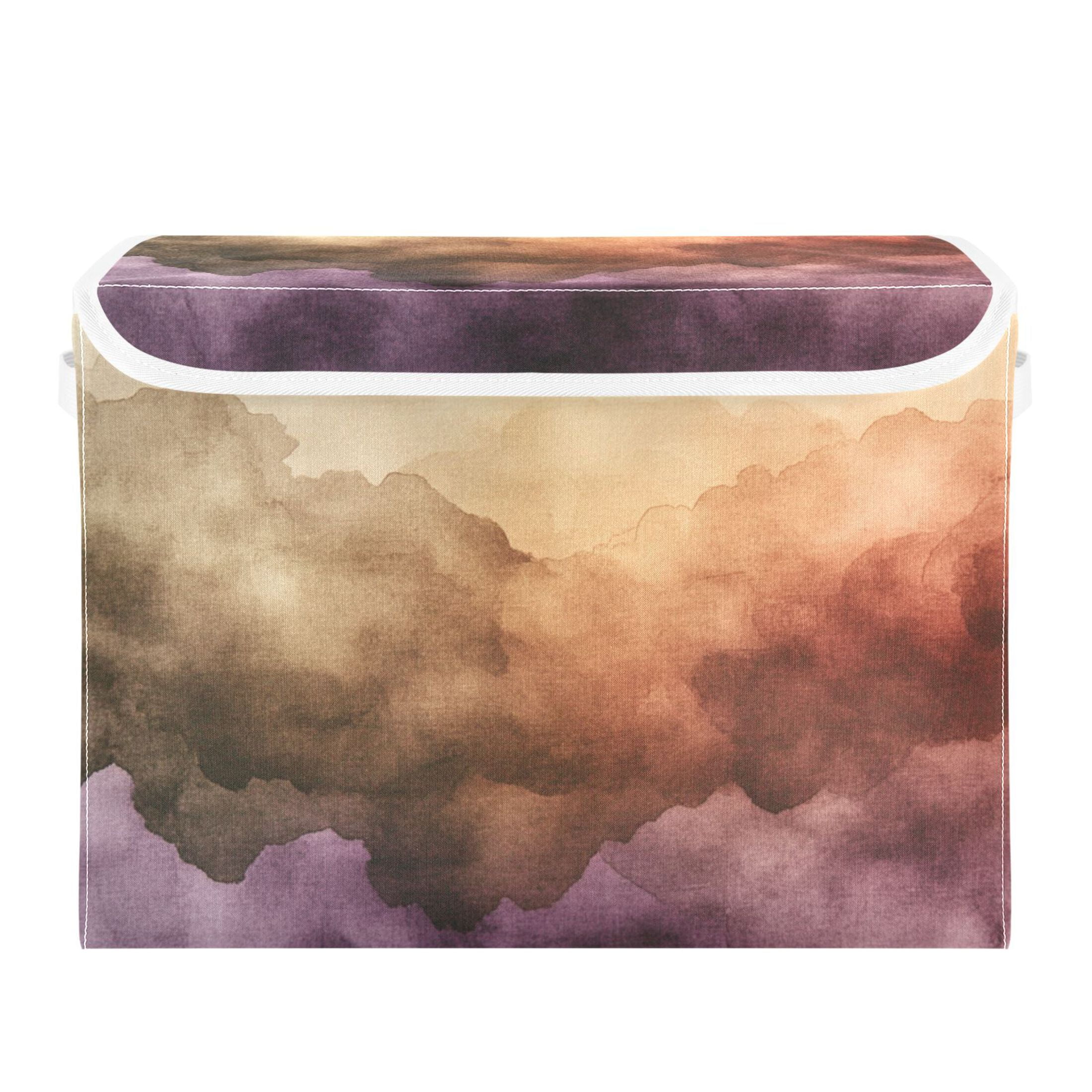 Gradient Ink Art Painting Large Storage Bins with Linen Collapsible Lid ...
