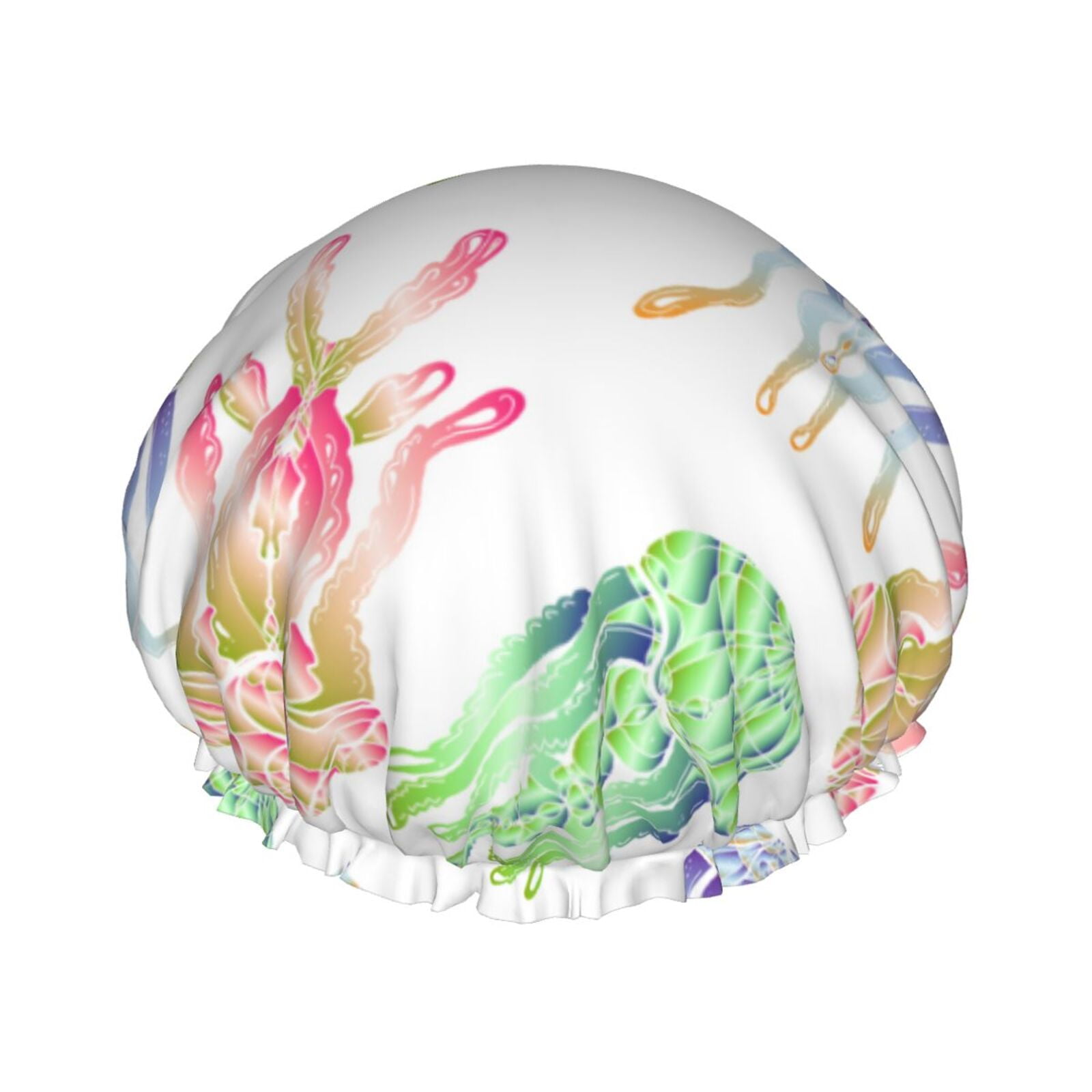 Gradient Jellyfish Shower Cap for Women, Double Waterproof Layers ...