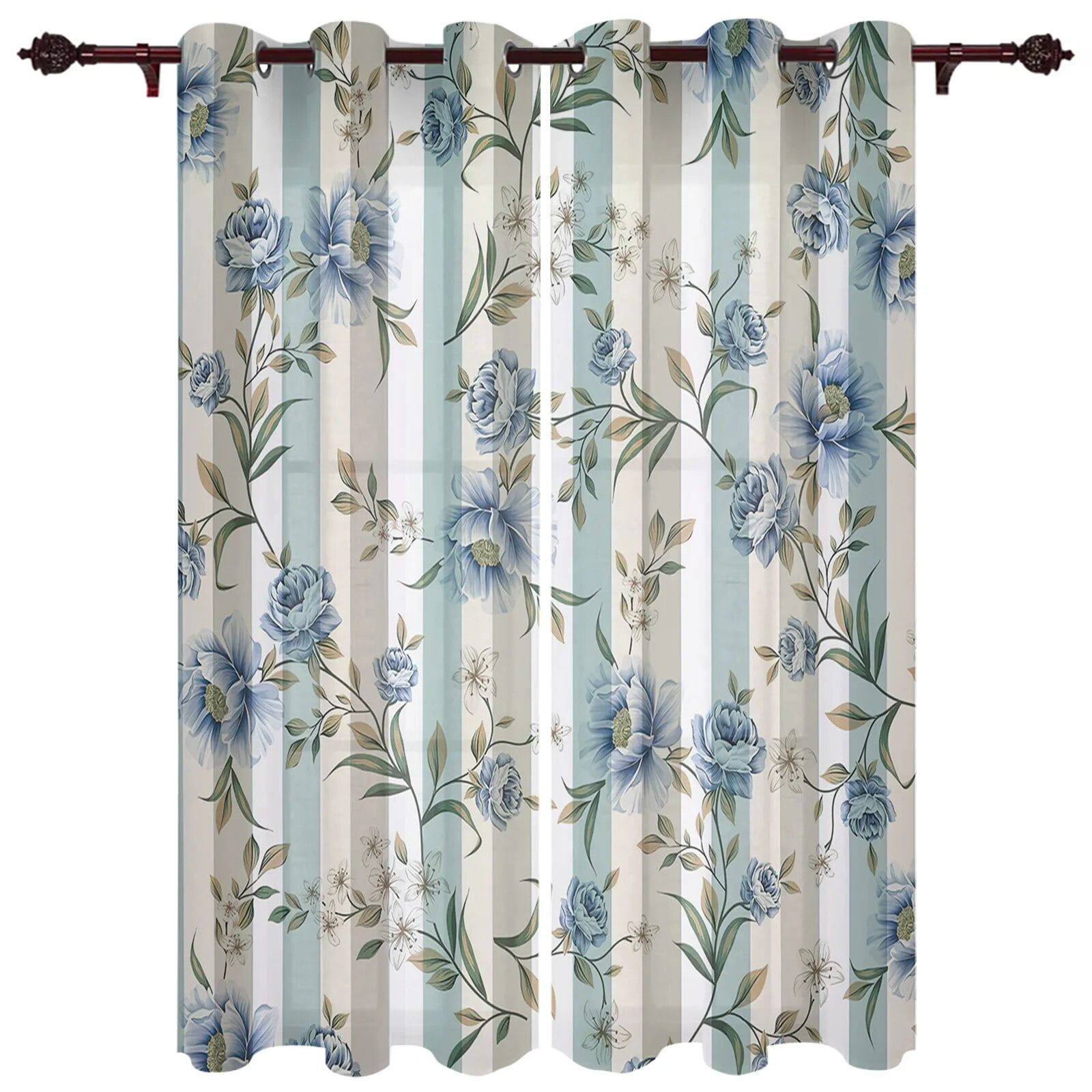 Gradient Line Flower Curtains for Living Room Bedroom Study r Curtain ...