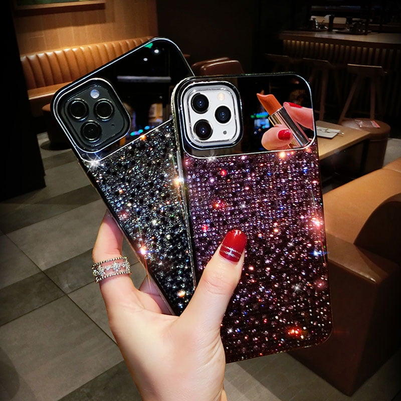 Gradient Makeup Mirror Diamond Phone Case For iPhone 13 Pro Max XR XS ...