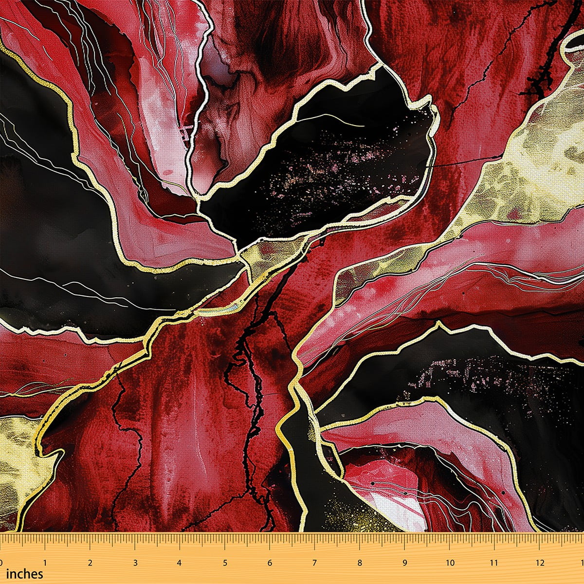 Gradient Marble Texture Fabric By The Yard,Black Red Ombre Upholstery ...