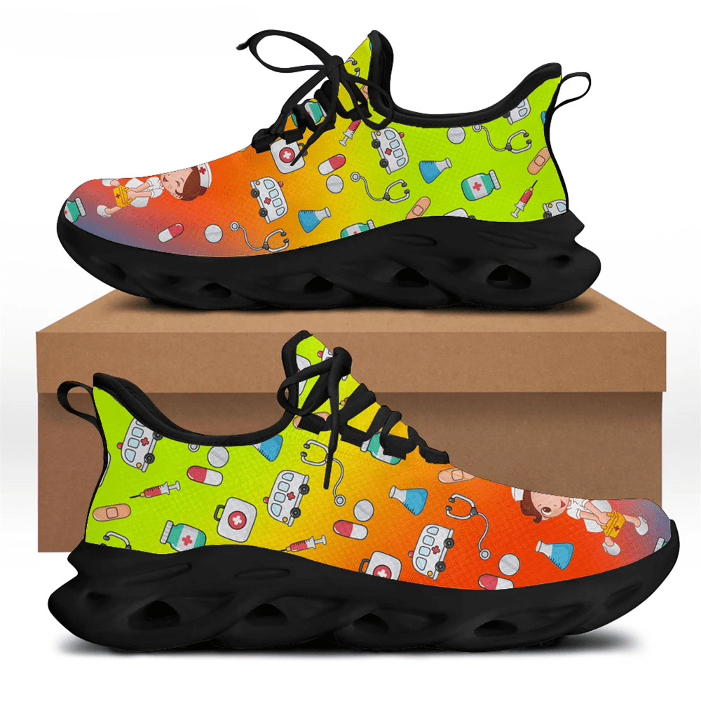 Gradient Nurse Shoes for Women's Cartoon Premium Sketch Physio Brand ...