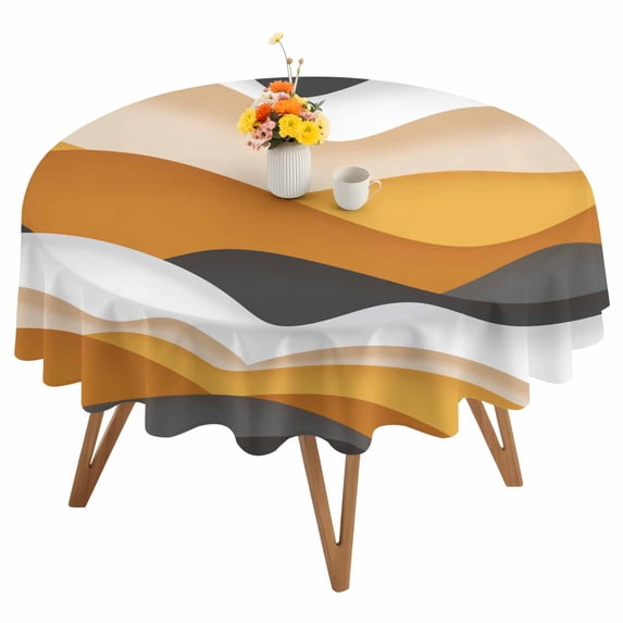 Gradient Ocean Round Tablecloth 60 inches Waves Orange Gray Gradient ...
