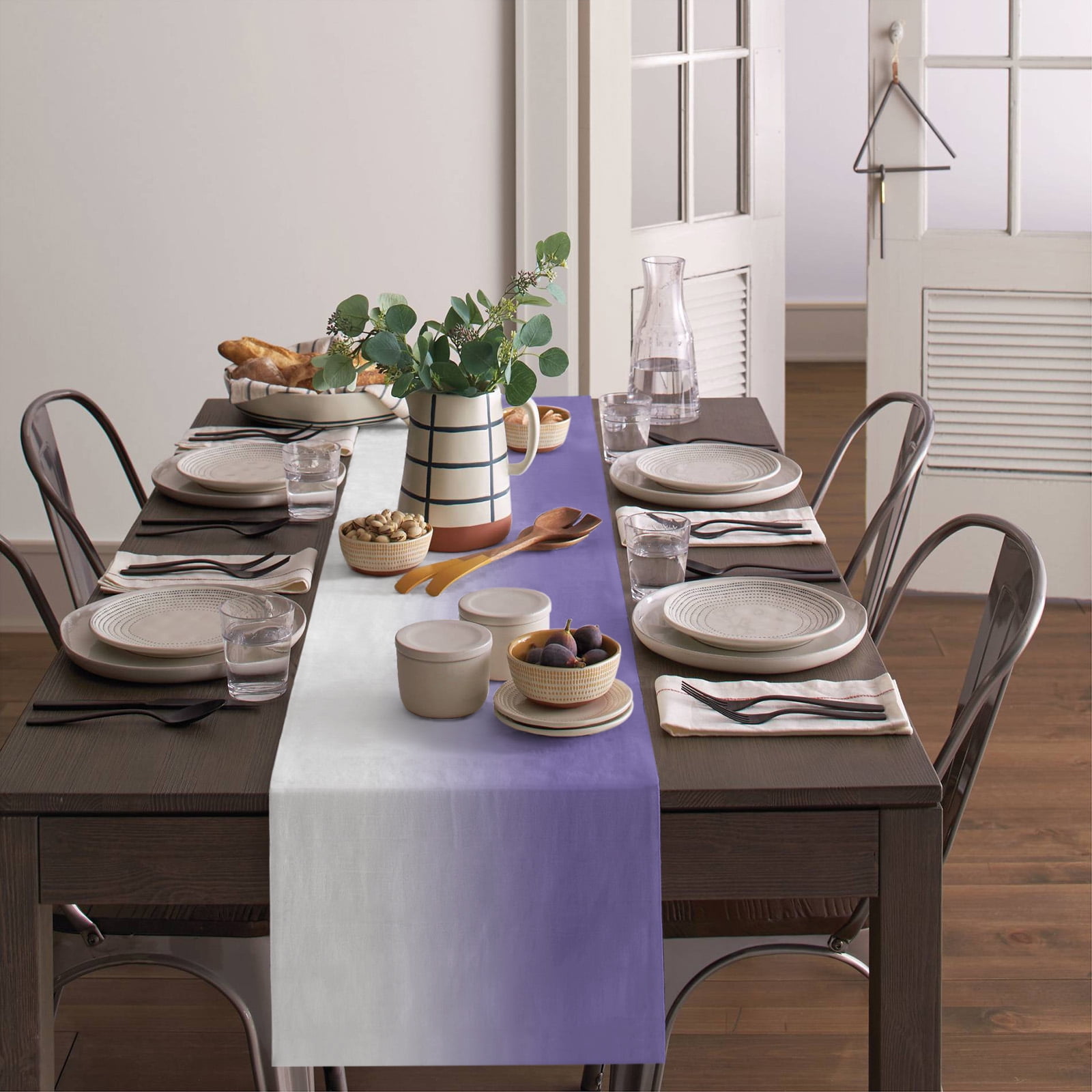 Gradient Ombre Table Runner 13x72in Non-Slip Cotton Linen Table Runners ...