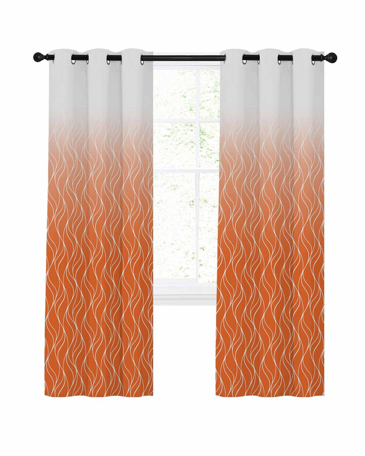 Gradient Orange Blackout Curtains 45 Inch Length Abstract Morocco ...