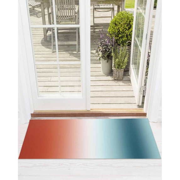 Gradient Orange Blue Front Door Mat Modern Abstract Minimalist Ocean ...