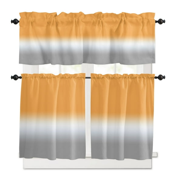 Gradient Orange Kitchen Curtains Valances and Tiers Set of 3, 24 Inch ...